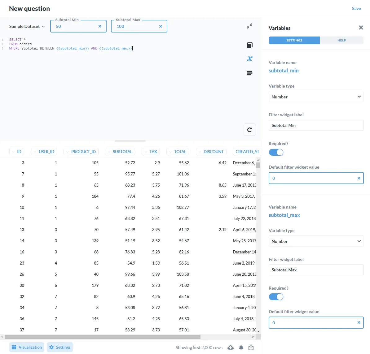 Create Filter Widgets For Charts Using SQL Variables